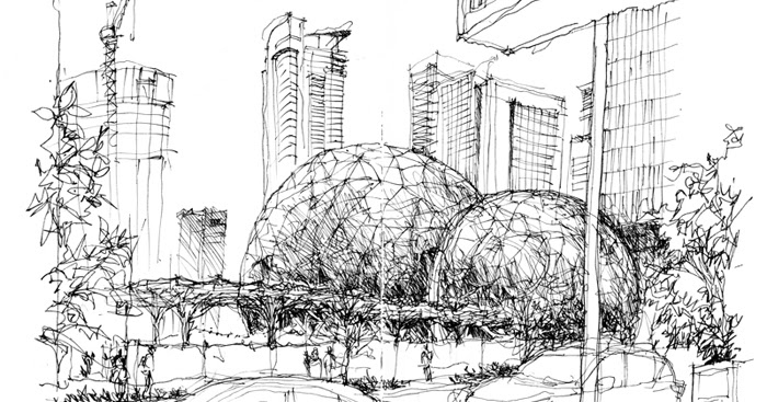 Urban Sketchers Seattle: Amazon's Spheres