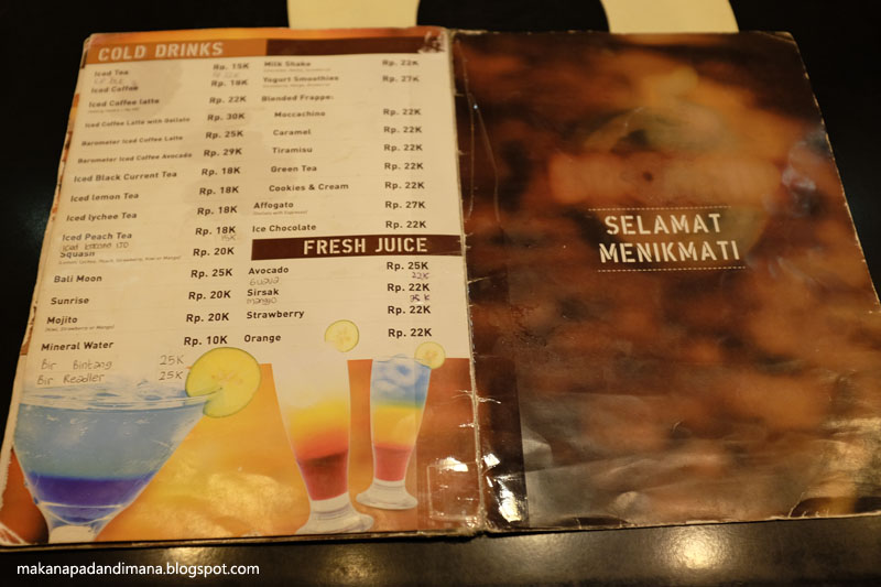 Daftar Menu Barometer Cafe Denpasar Bali - Makan apa dan dimana?