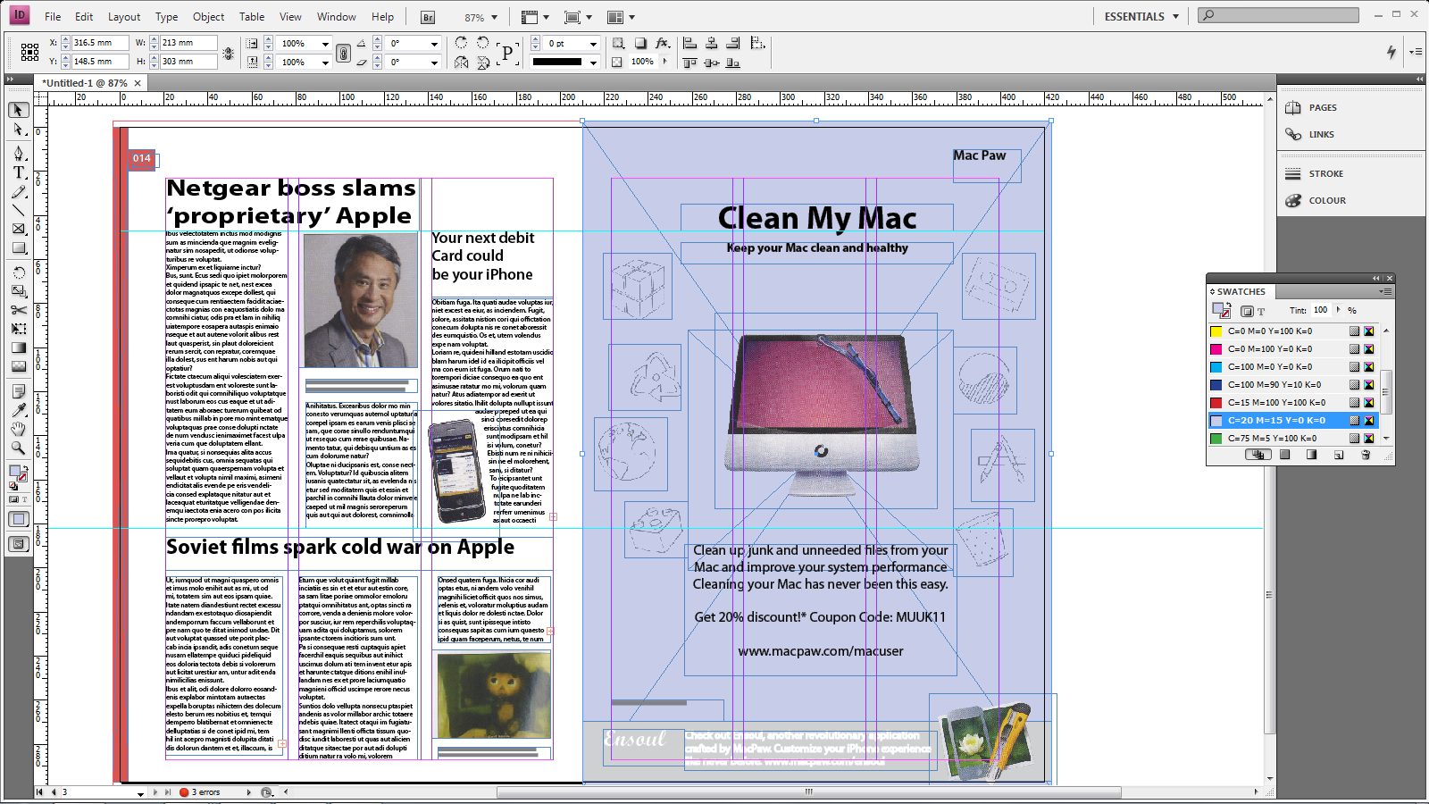 Design Practice: Indesign workshops 1 and 2