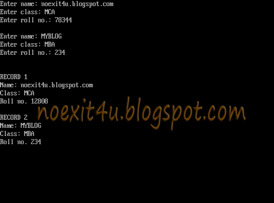 EXAMPLE OF STRUCTURE IN C PROGRAMMING ~ noexit4u.com