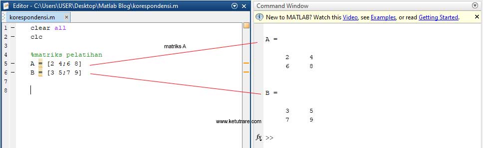 Perkalian Matrik Korespondensi Satu-Satu di MATLAB - KETUTRARE
