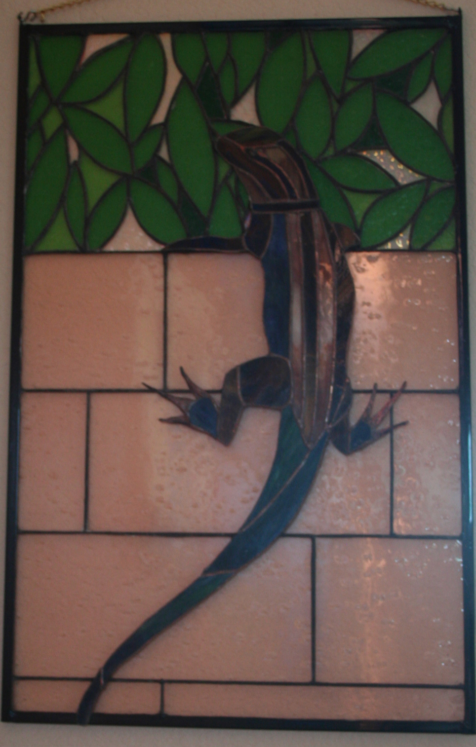 Scoontemplations: Lizard stained glass panel