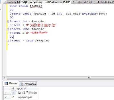 SQL and SQL only: Inserting UniCode / Special characters in tables