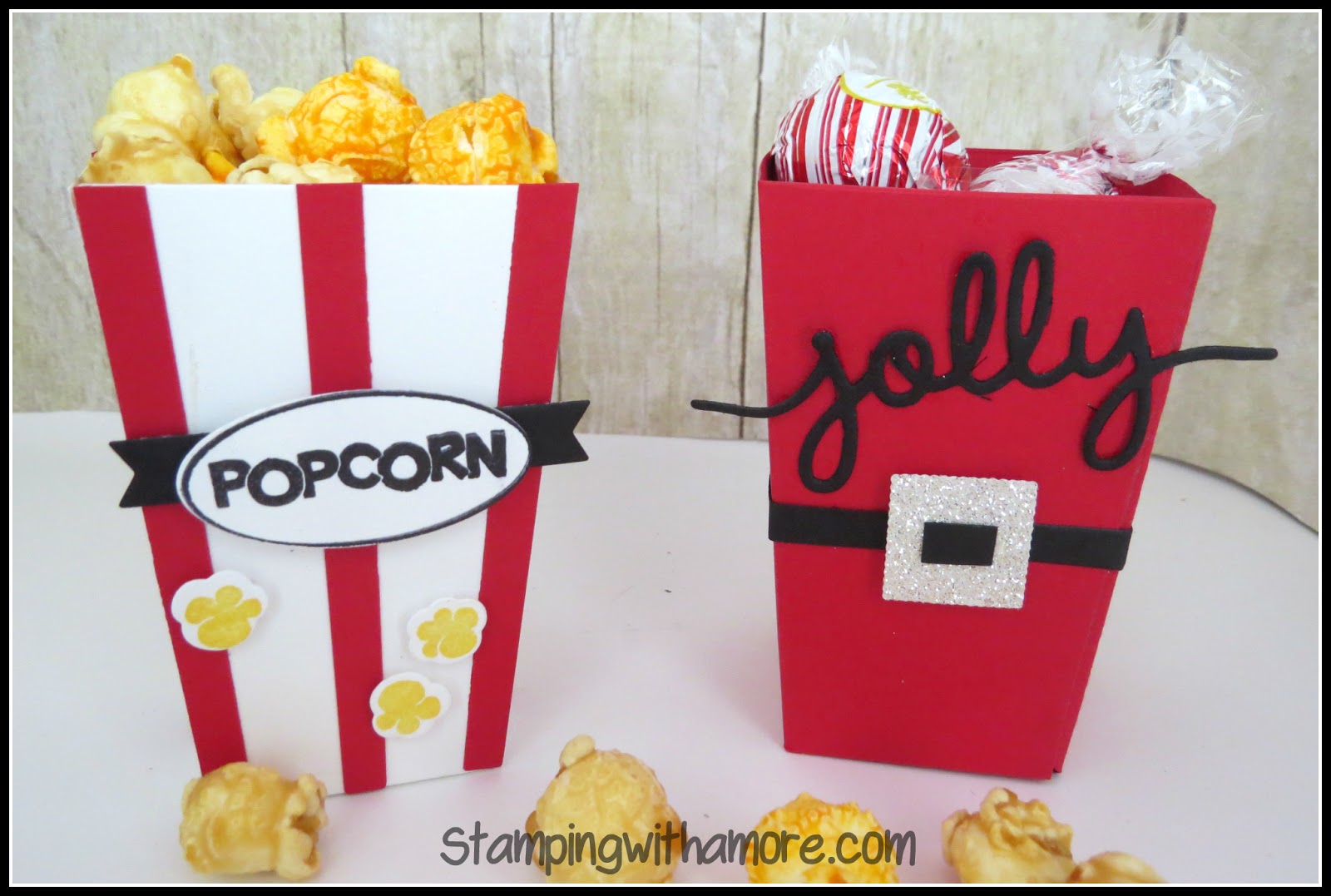 Stampingwithamore: CHRISTMAS IN JULY JOLLY POPCORN BOX