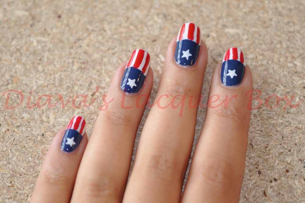 Diava's Lacquer Box: 4th of July Manicure - Captain America Nails