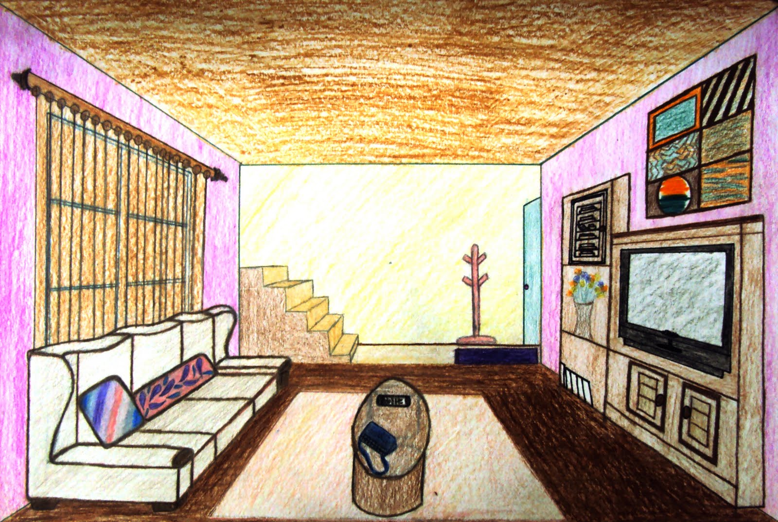 Art 1: One Point Perspective Room