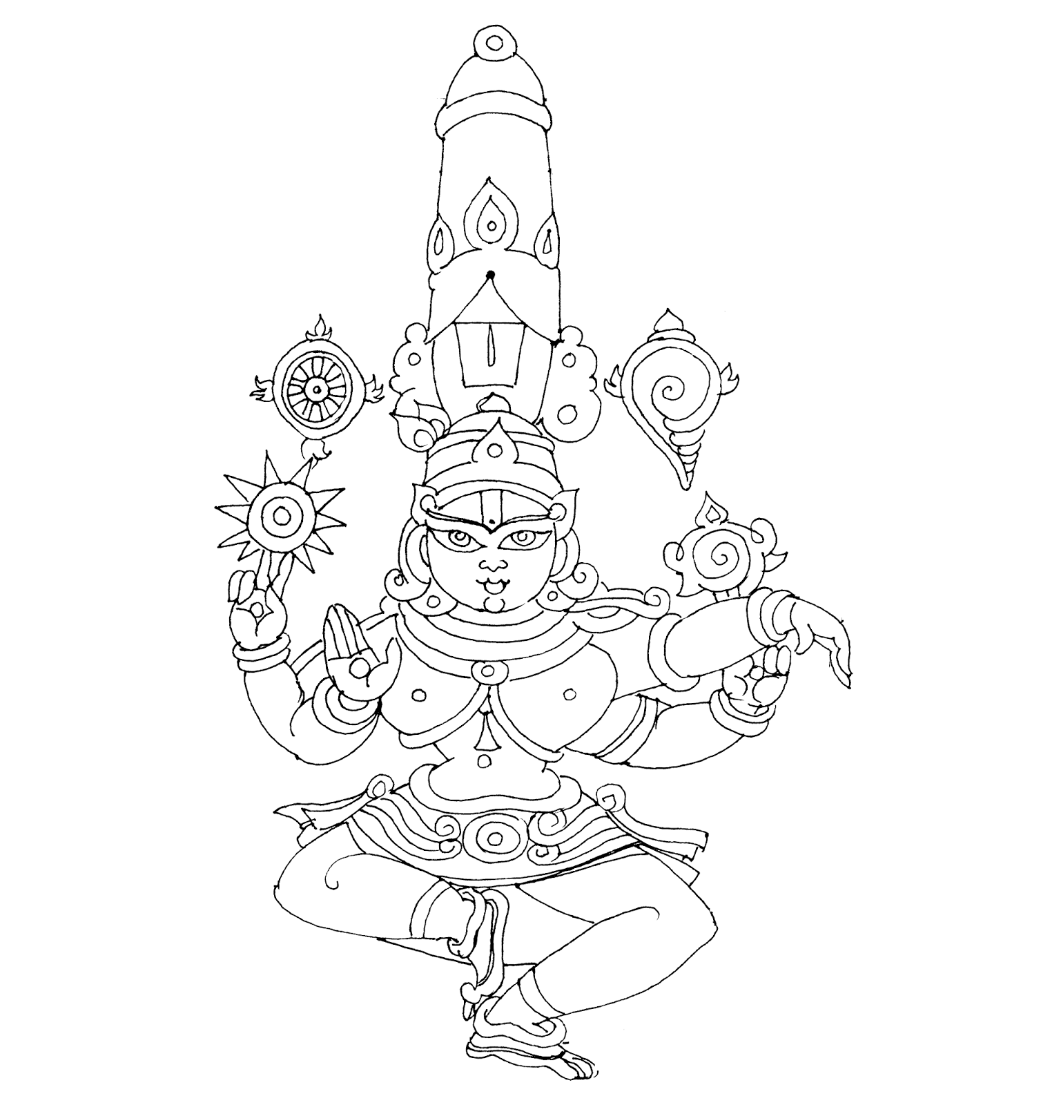 Tamil Cliparts: Venkatachalapathi Line Drawings for invitations