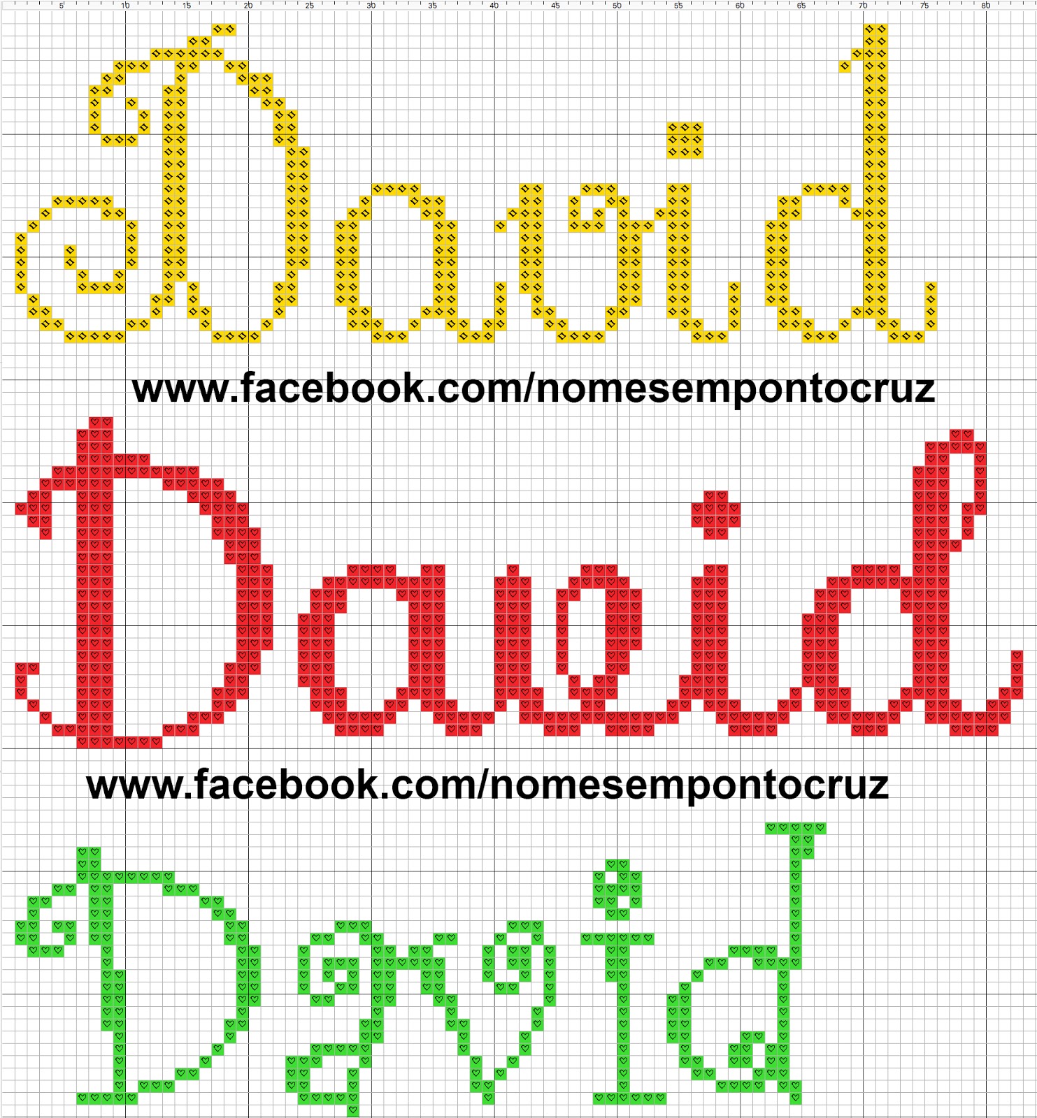 Gráficos de Nomes em Ponto Cruz: Nome David em Ponto Cruz