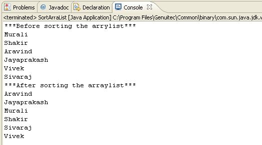 How to sort an ArrayList | JAVAbyNATARAJ