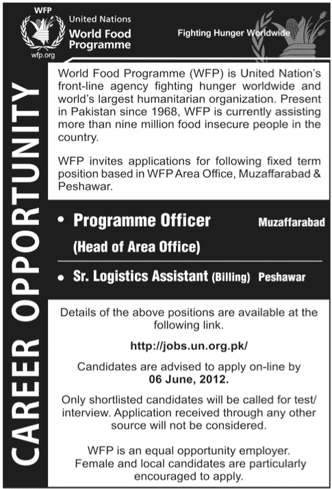 United Nations World Food Programme (WFP) Jobs Opportunities - PK Jobs ...