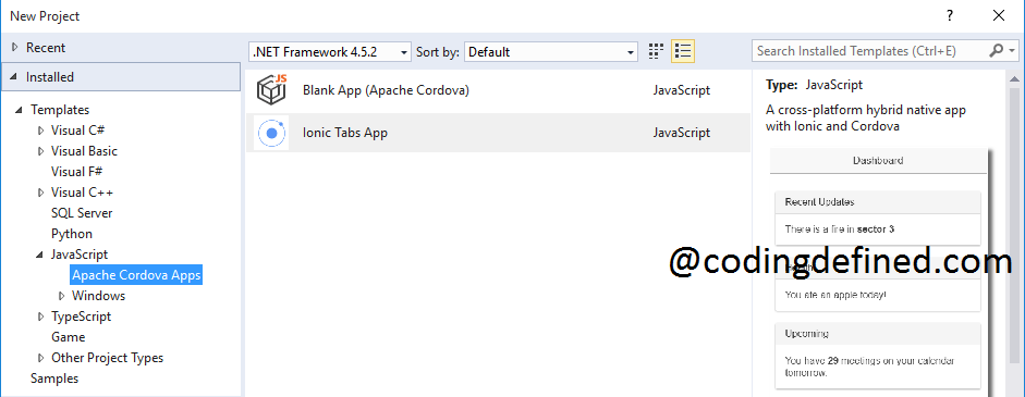 Getting Started with Ionic Framework in Visual Studio 2015 - Coding Defined