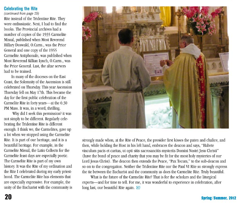 New Liturgical Movement: Carmelite Rite in Troy, New York