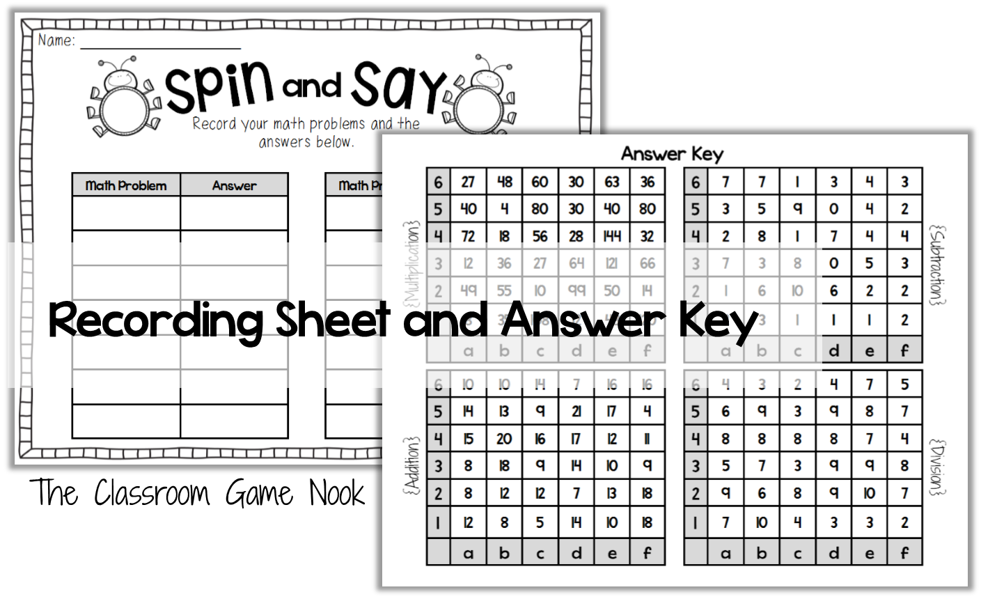 The Classroom Game Nook: "Spin and Say!" {A Math Game Freebie}