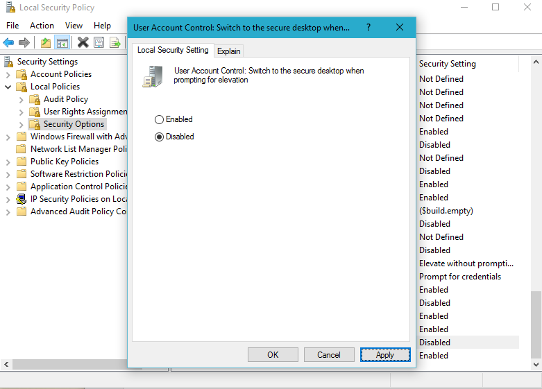 Menghilangkan Secure Desktop Saat User Account Control (UAC) Berjalan