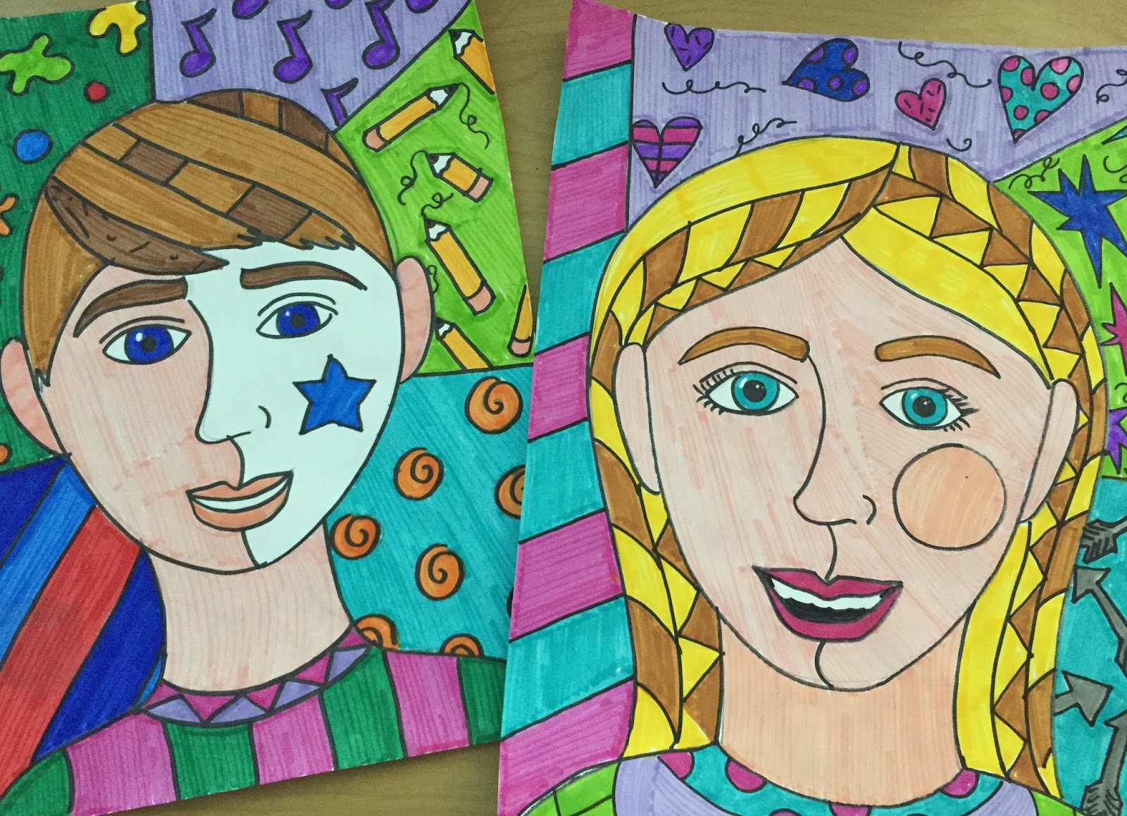 Elements of the Art Room: 4th Grade Romero Britto Self-Portraits