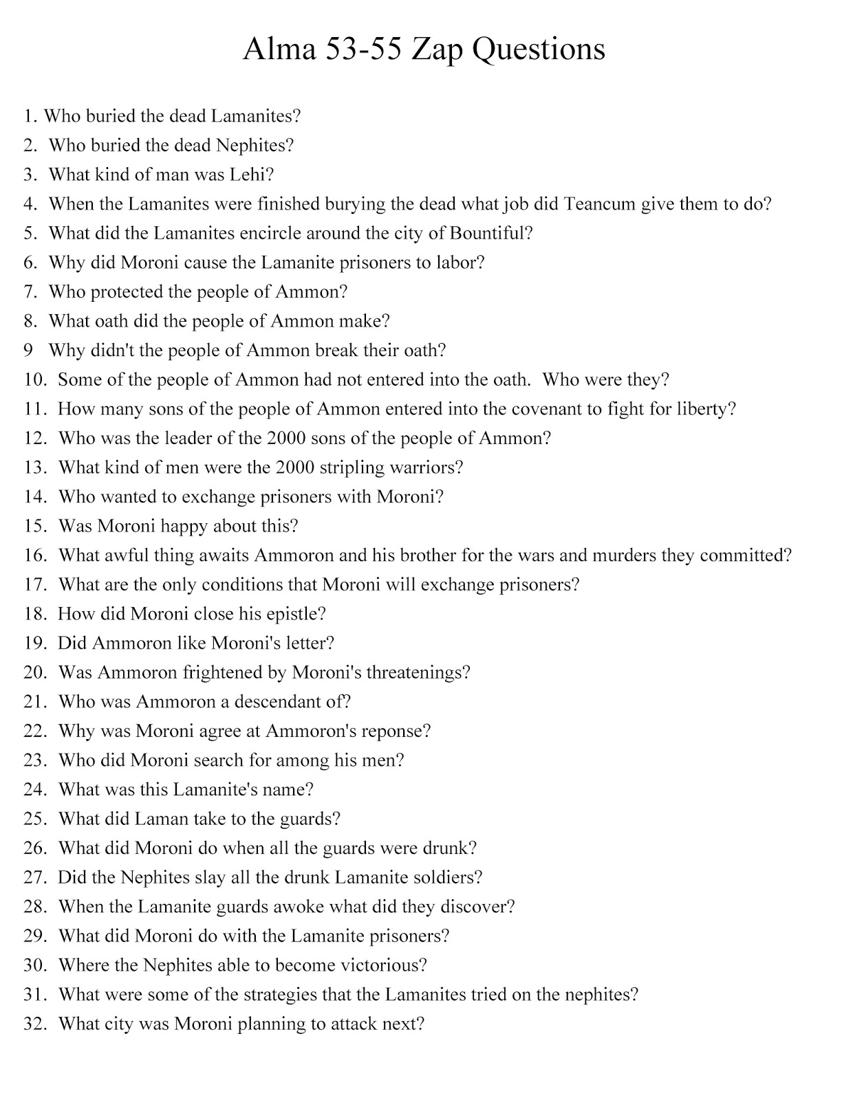 HollysHome - Church Fun: LDS Seminary Book of Mormon Lesson Handouts