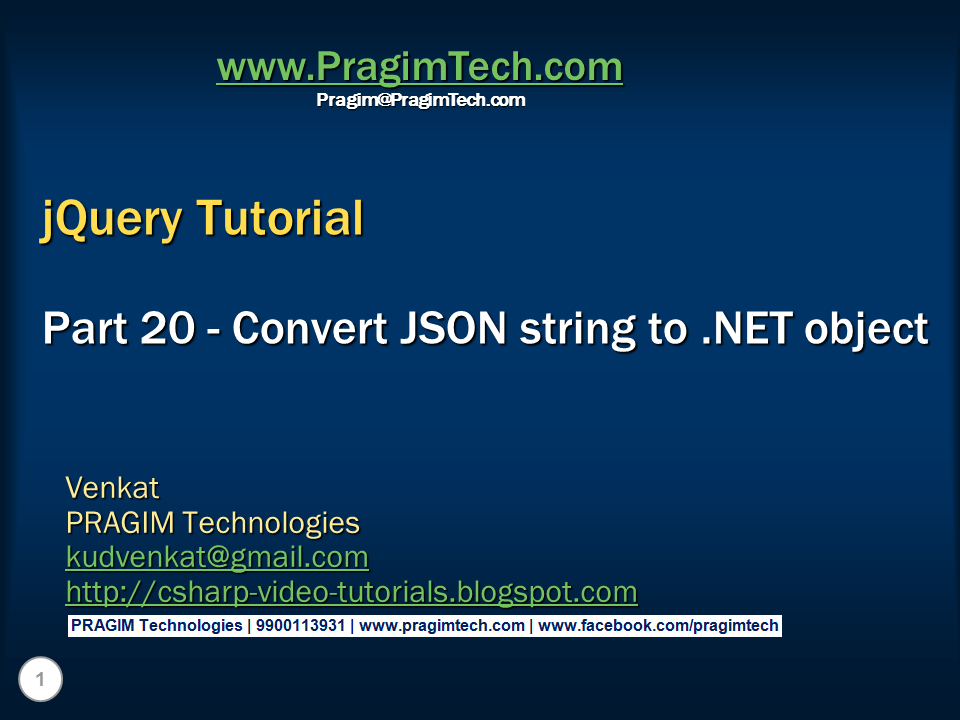Sql Server Net And C Video Tutorial Convert Json String To Net Object