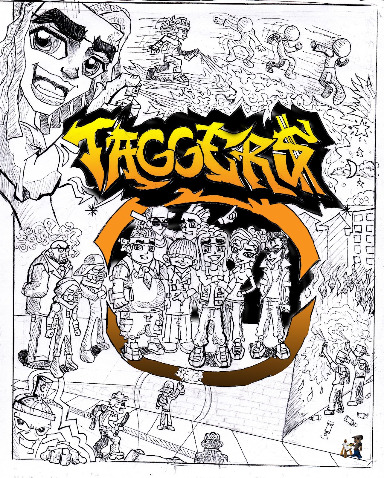 The Alpha Burners: " CANNERS " and TAGGERS " Poster sketch