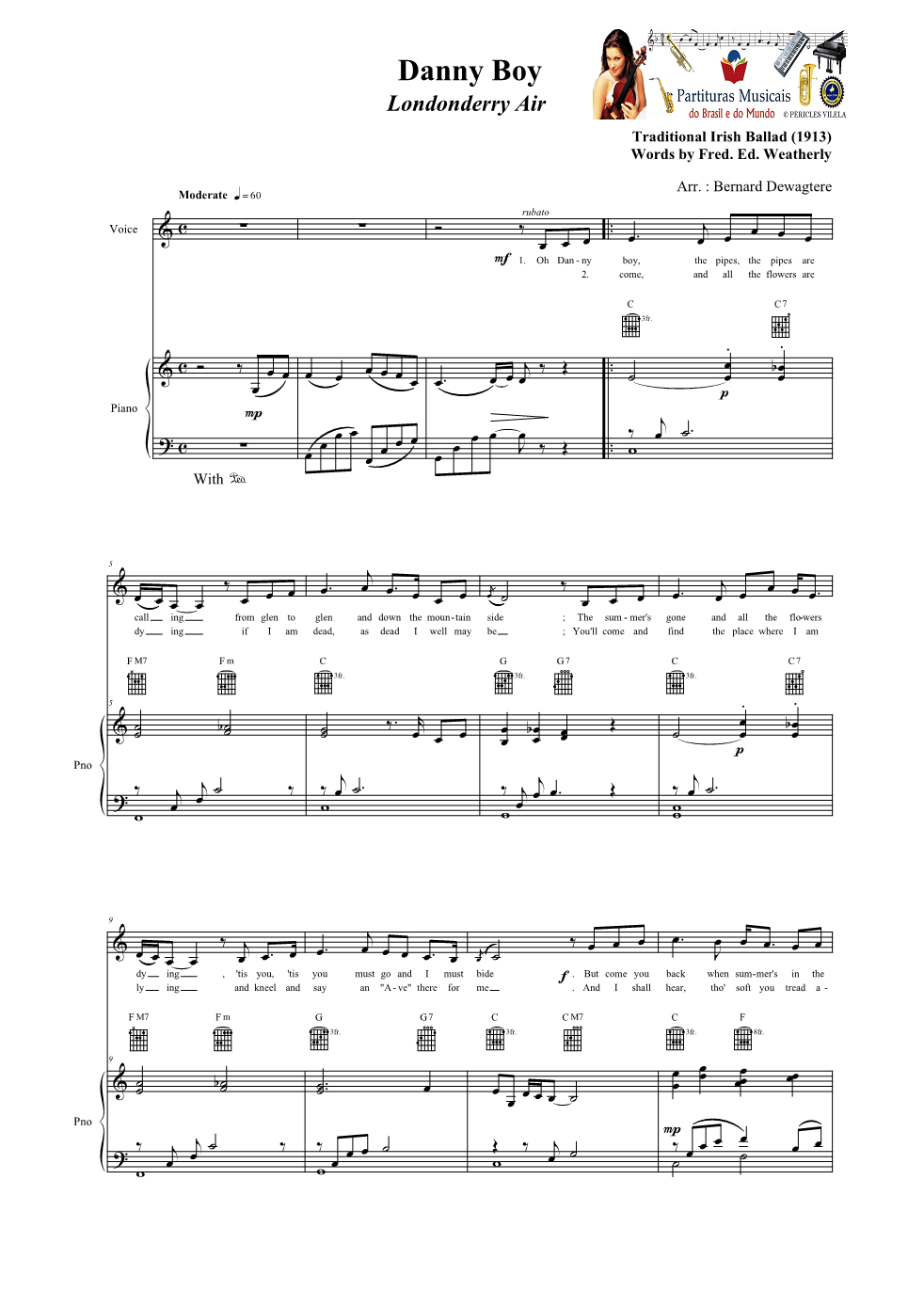 Partituras Musicais: Danny Boy Londonderry Air - Frederick Weatherly ...