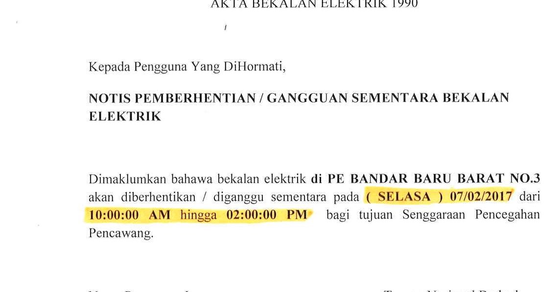 Danish House, Kampar: Pindaan Notis Pemberhentian / Gangguan Sementara ...