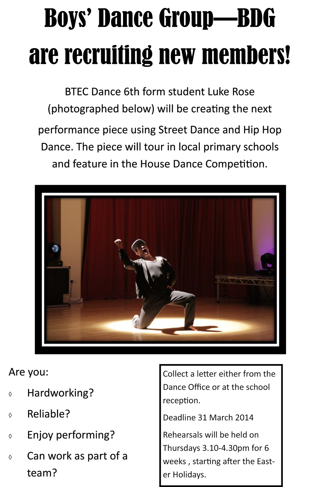 Yateley School Performing Arts The Blog: Boys Dance Group - Now Recruiting!