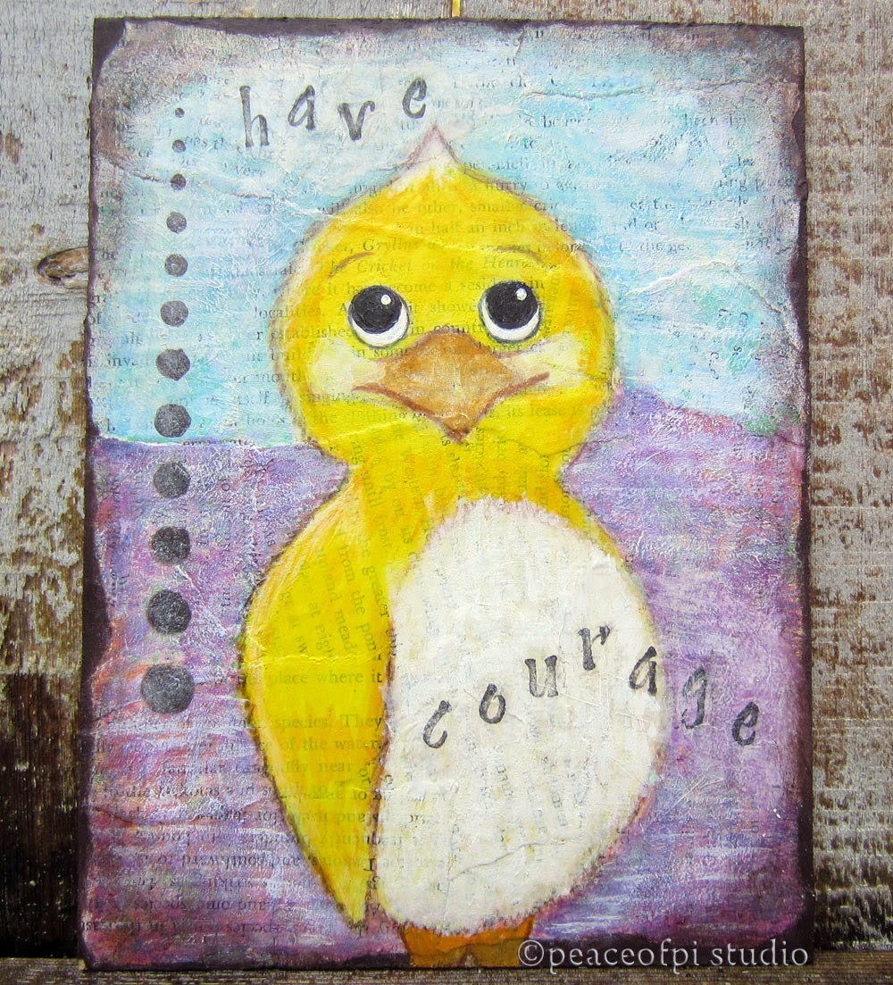 peaceofpi studio: Courage Bird Mixed Media Painting