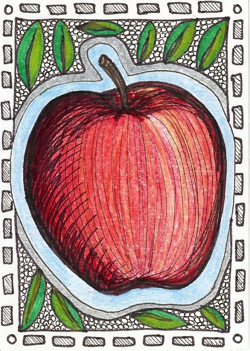 Lady Kristianna Explores the World: Apple Zentangle ATC