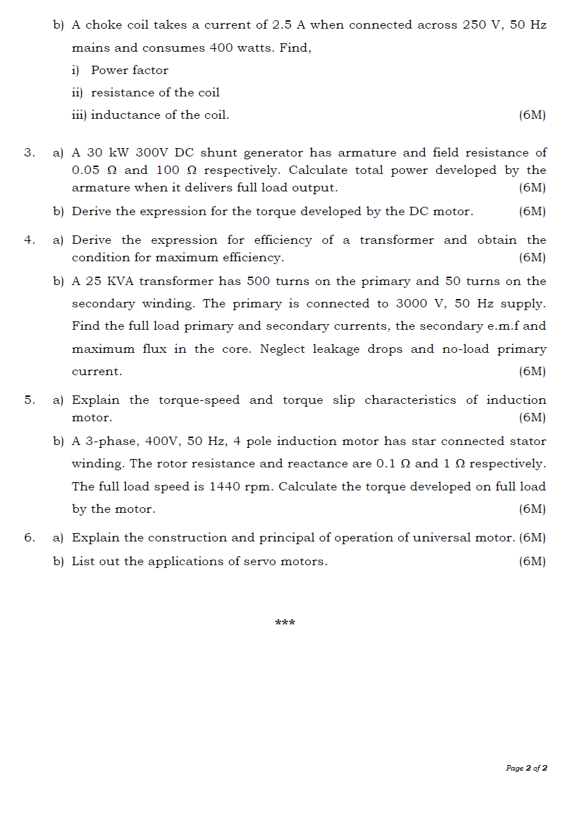 GEC BASIC ELECTRICAL ENGINEERING May 2015 Question Paper - University ...