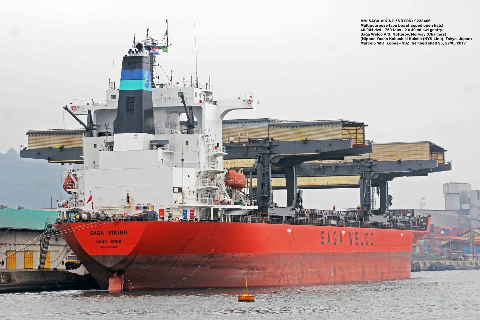 Santos Shiplovers: M/V Saga Viking / VRXO6, Em operação no armazém 25
