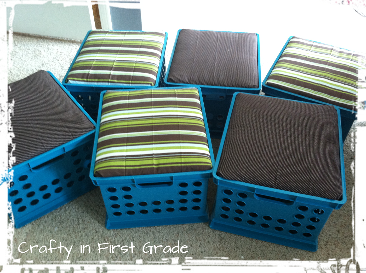 Crafty in First Grade: Storage Crate Seating How-To