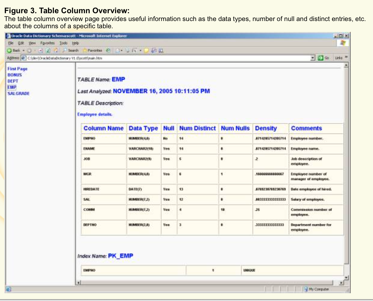 FreeGeoData: An Integrated-Documentation Tool for Oracle Databases