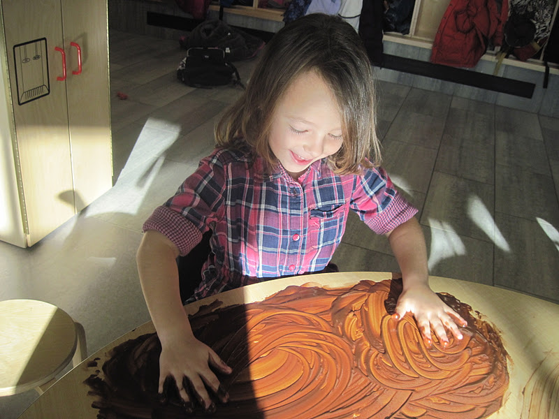 The Wonderful World of Kindergarten: Finger painting with chocolate pudding