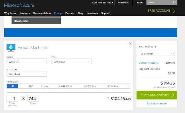 Microsoft Azure : Pricing Caculator - Tech4HD Information and Technology