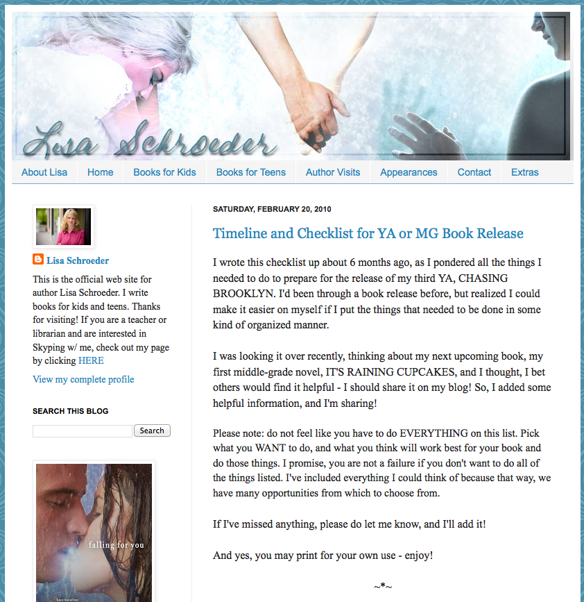 The Official SCBWI Blog: Lisa Schroeder's Timeline and Checklist for a ...