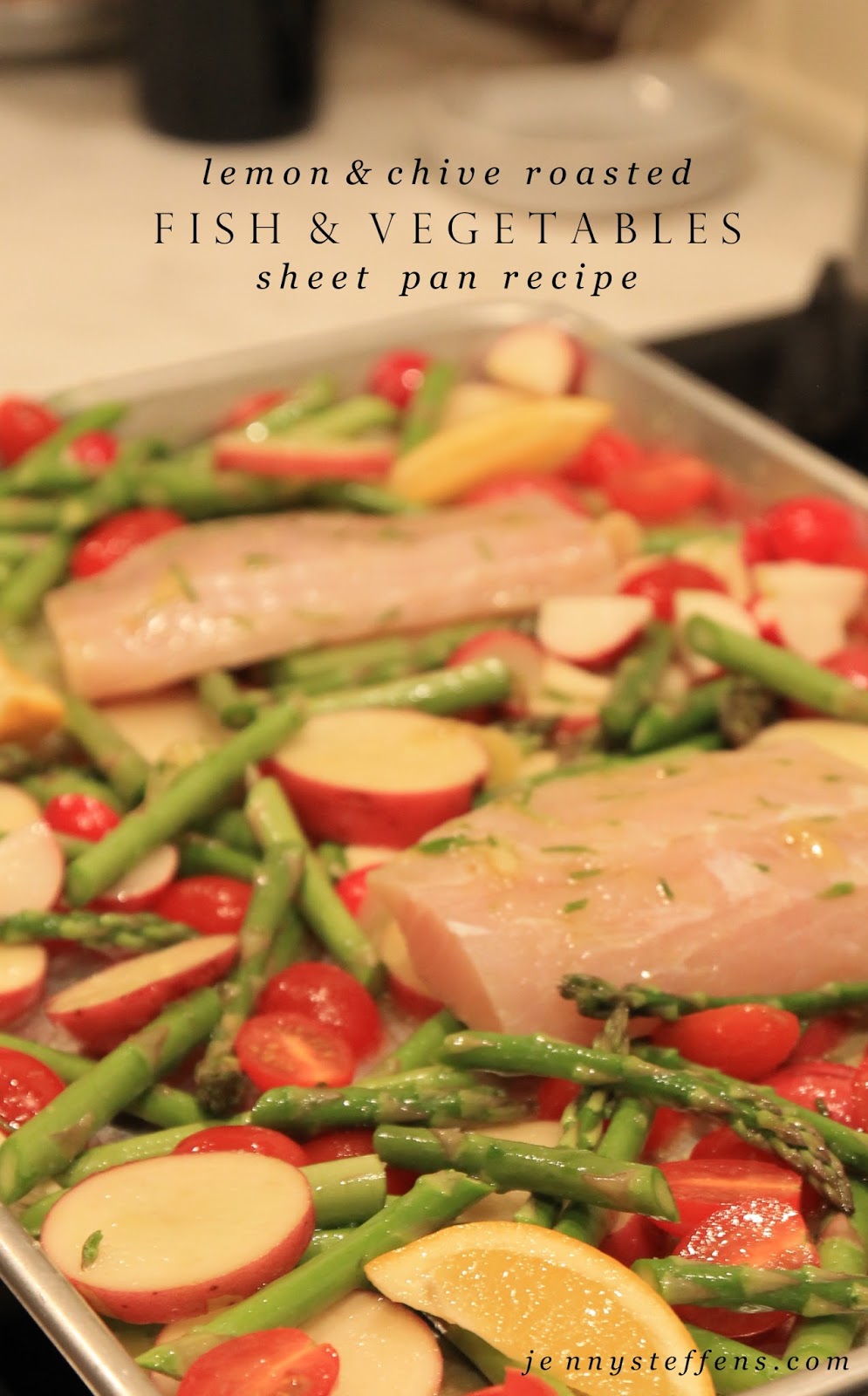 Lemon & Chive Roasted Fish & Vegetables | One Sheet Pan Recipe | Sweet ...