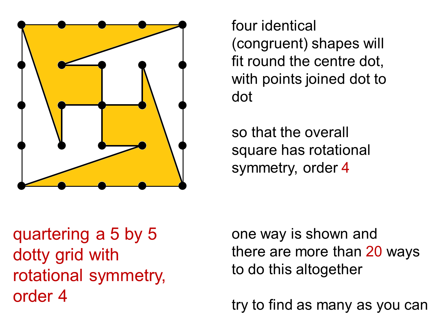MEDIAN Don Steward mathematics teaching: quartering a 5 by 5 grid