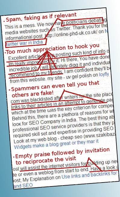 Beware of comment spam on blogs