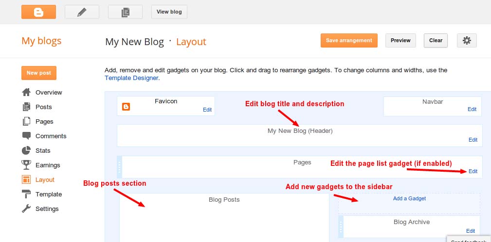 Gadgets and the Blogger Layout - Basic Blog Hint