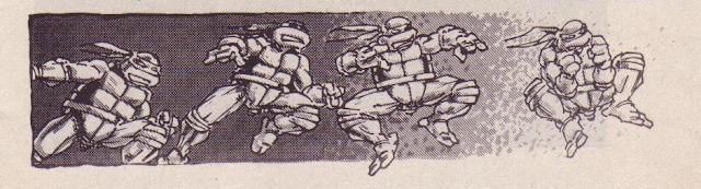 Teenage Mutant Ninja Turtles jumping over rooftops