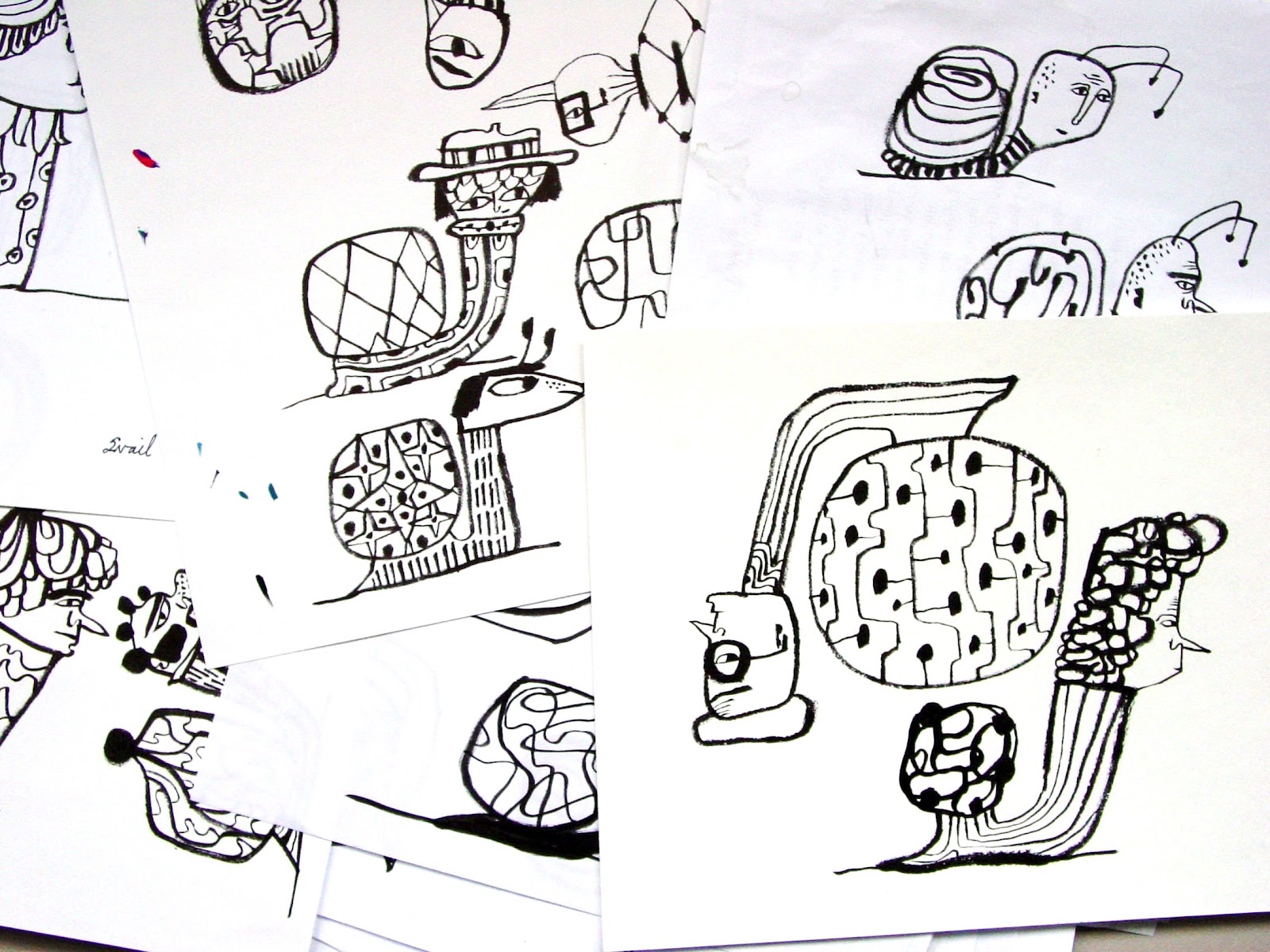 the art room plant: A swarm of snails . . . by Calef Brown