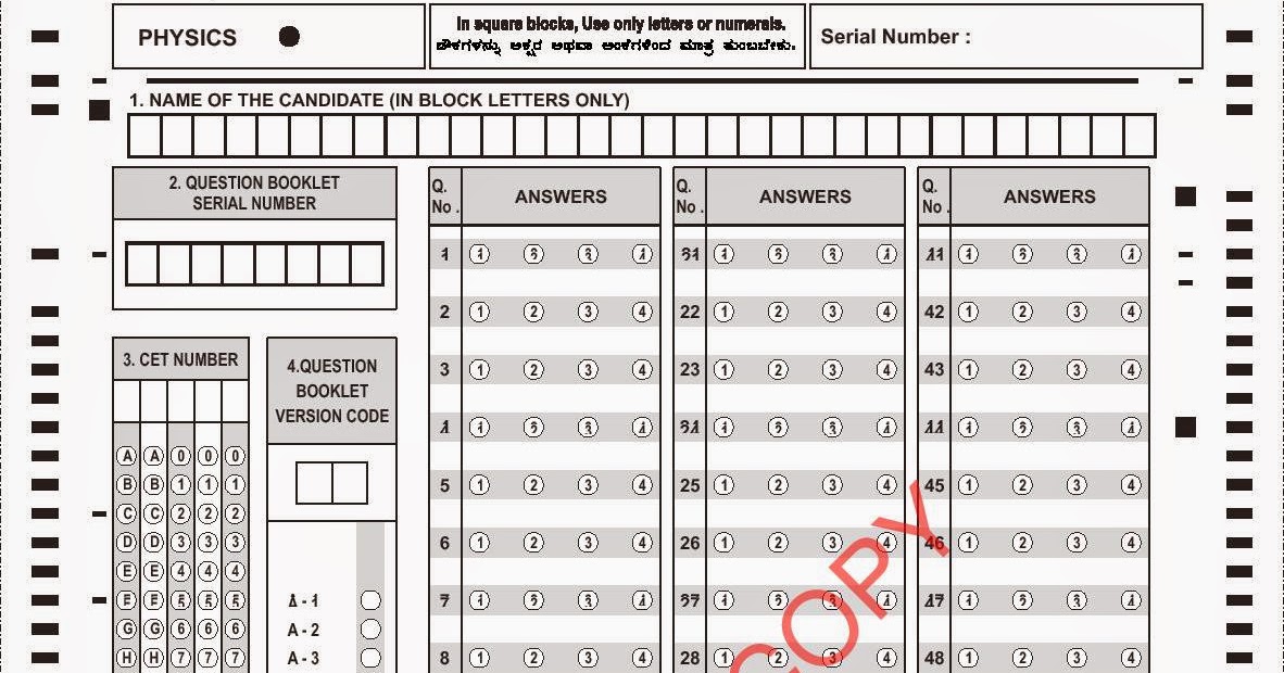 CET 2015 OMR Sheet-Specimen Copy | Karnataka Education - Updates on ...