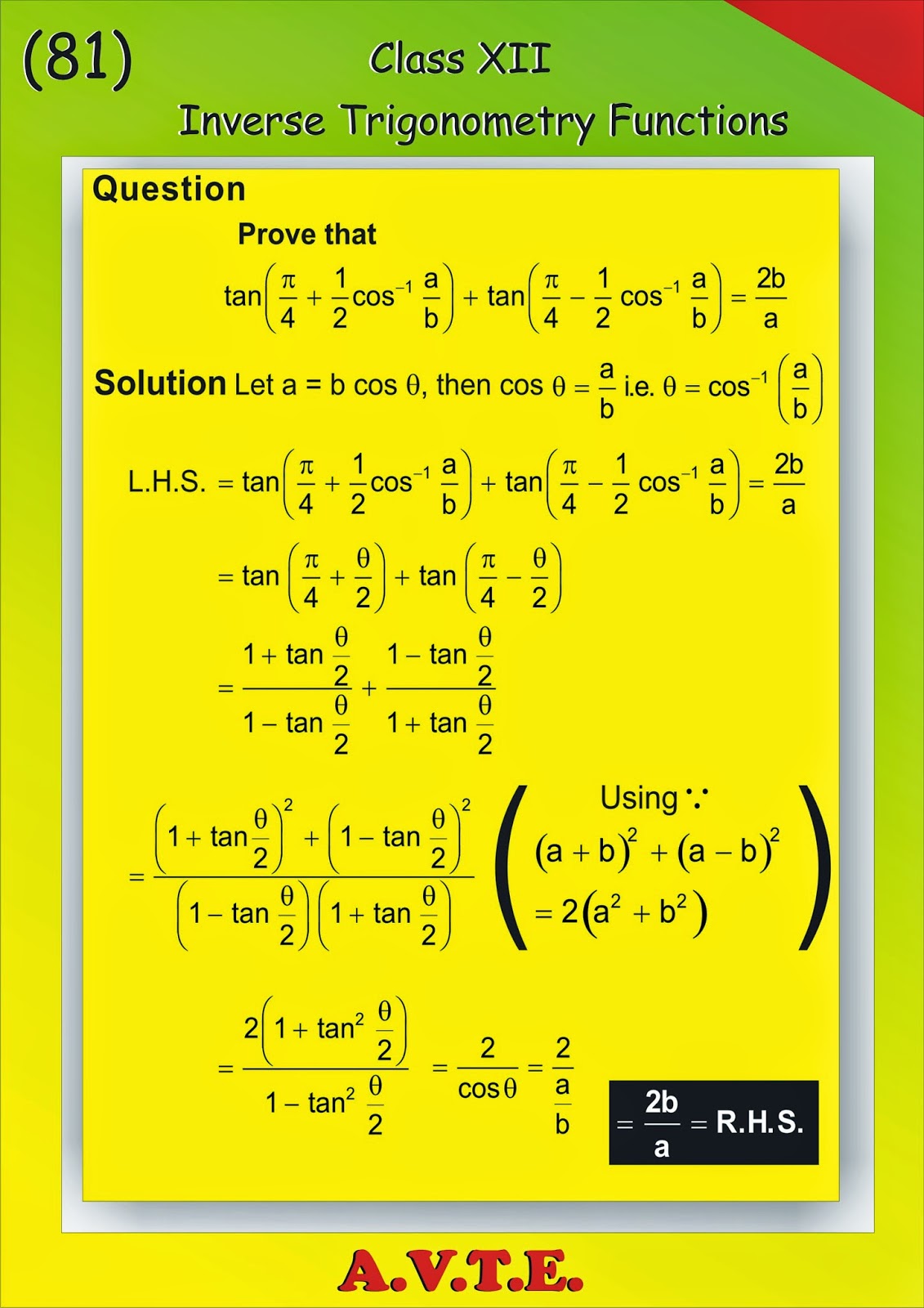 Slide 81 Class XII Mathematics CBSE on Inverse Trigonometry VIQ