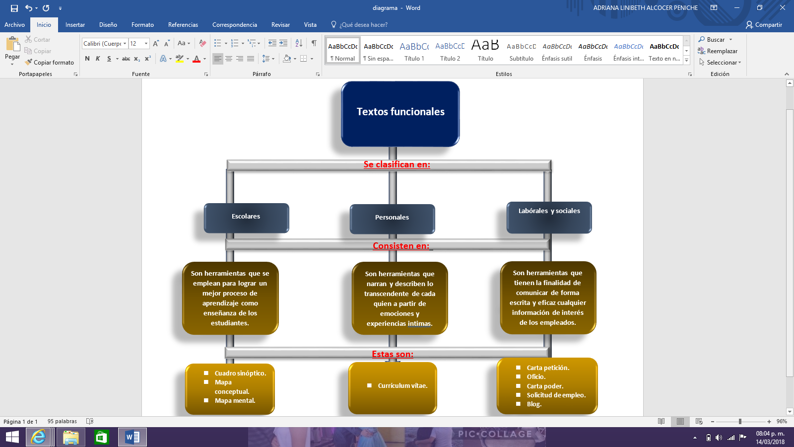 Mapa conceptual sobre los textos funcionales