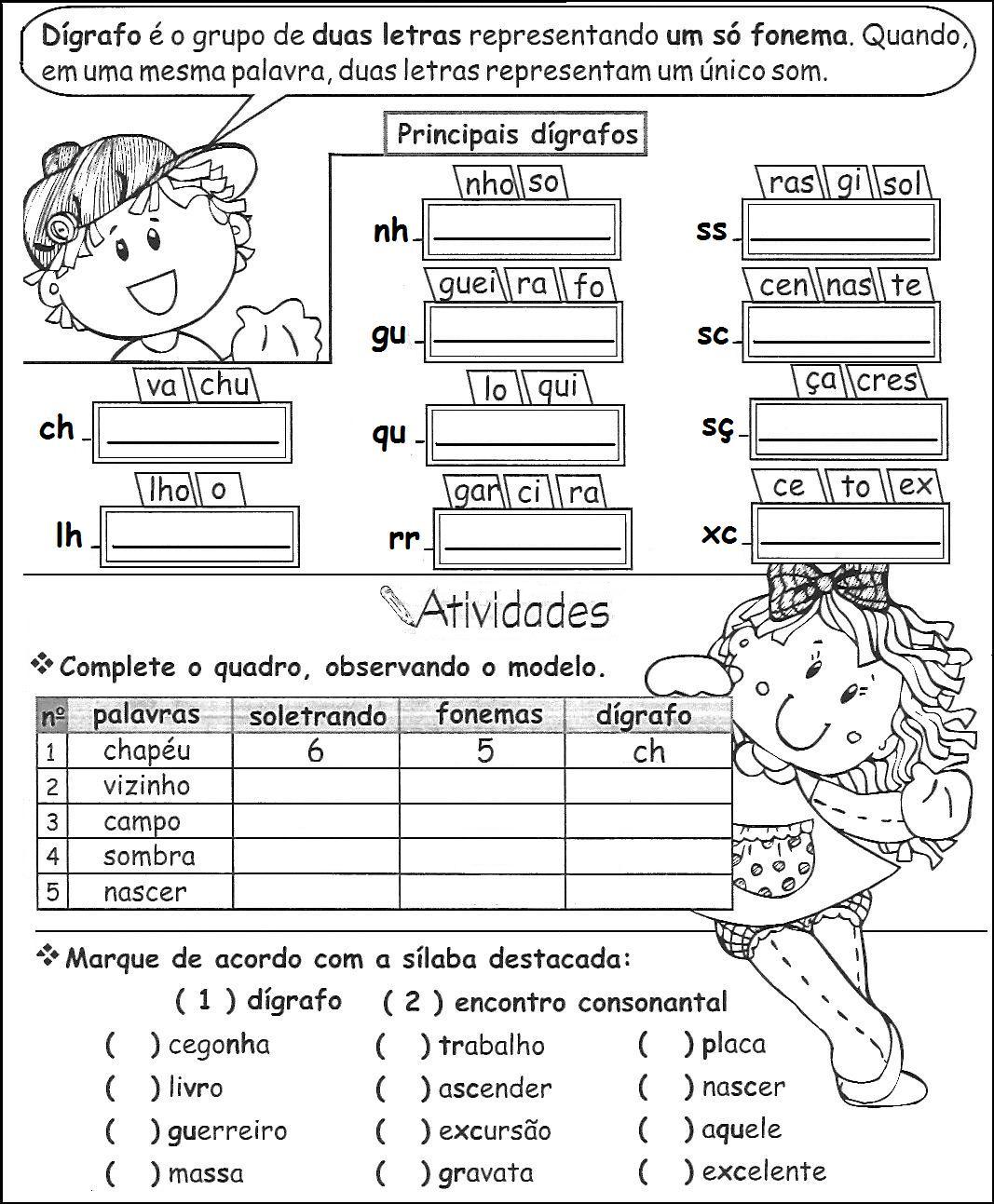 O que são dígrafos? Diversas atividades com dígrafos!-ESPAÇO EDUCAR