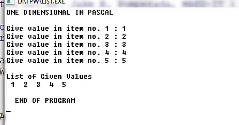 Free Programming Source Codes and Computer Programming Tutorials: One Dimensional Array in Turbo ...