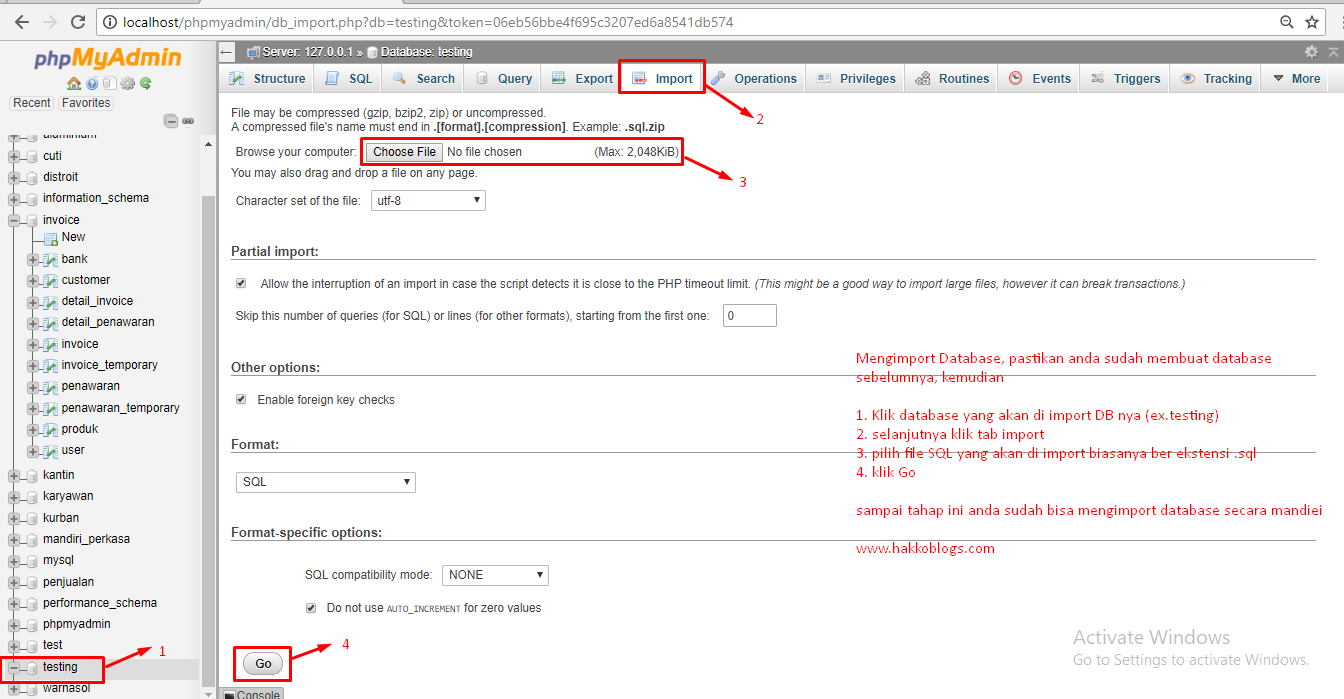 Cara Import Database Mysql Di Phpmyadmin Hakko Blogs