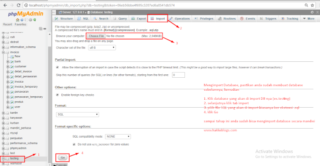 Cara Import Database MySQL di PhpMyAdmin - Hakko Blog's