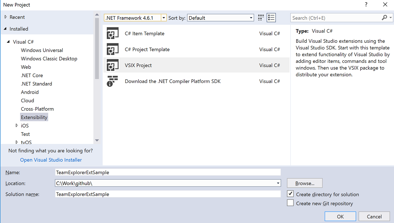 Hamid Shahid's Weblog: Extending Team Explorer in Visual Studio 2017