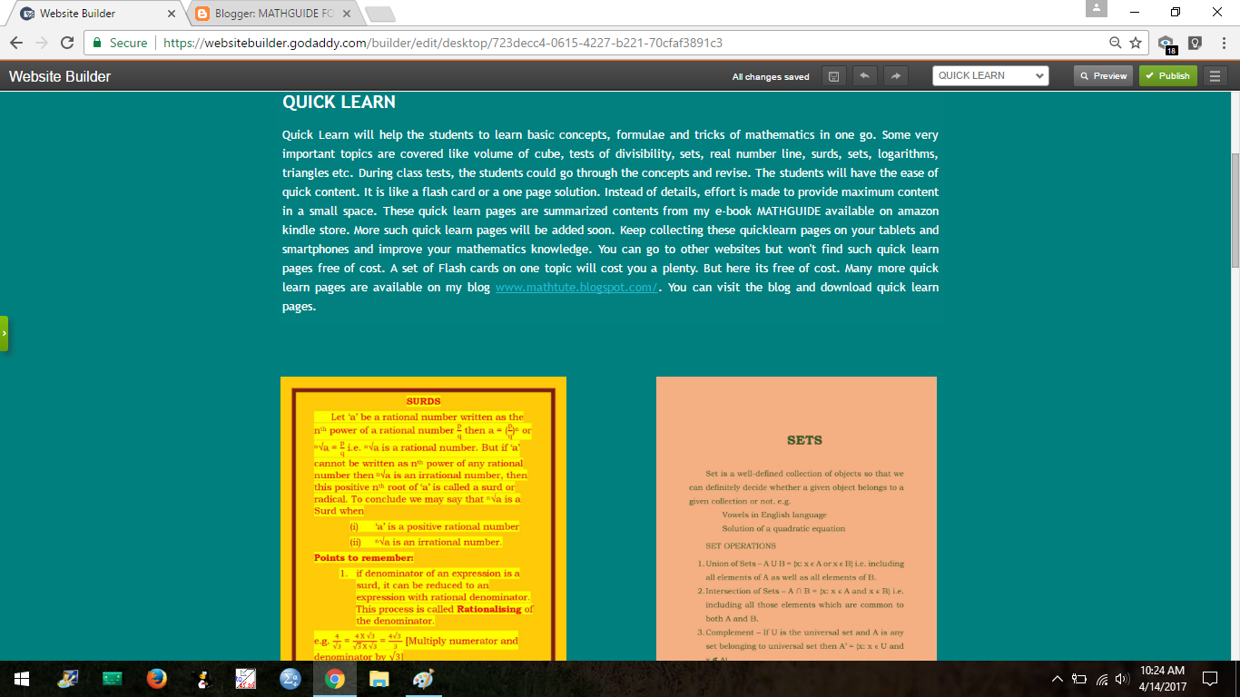 QUICK LEARN MATHEMATICS