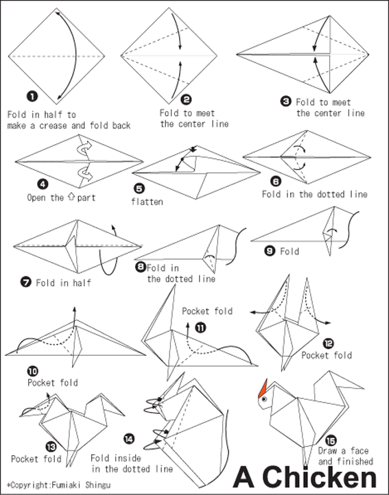 Chicken - Easy Origami instructions For Kids